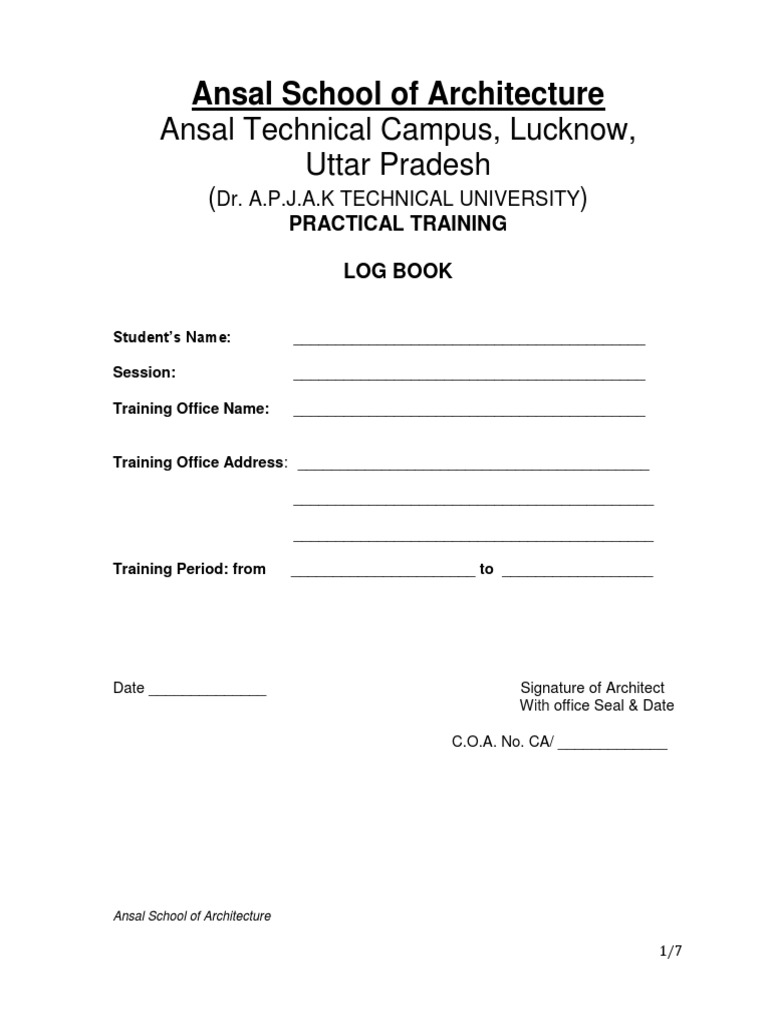 Log Book - Ansal School of Architecture - Docx 4t Year PDF | PDF ...