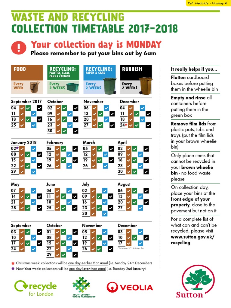 Waste & Recycling Schedule 2017-18 | PDF | Recycling | Water Conservation