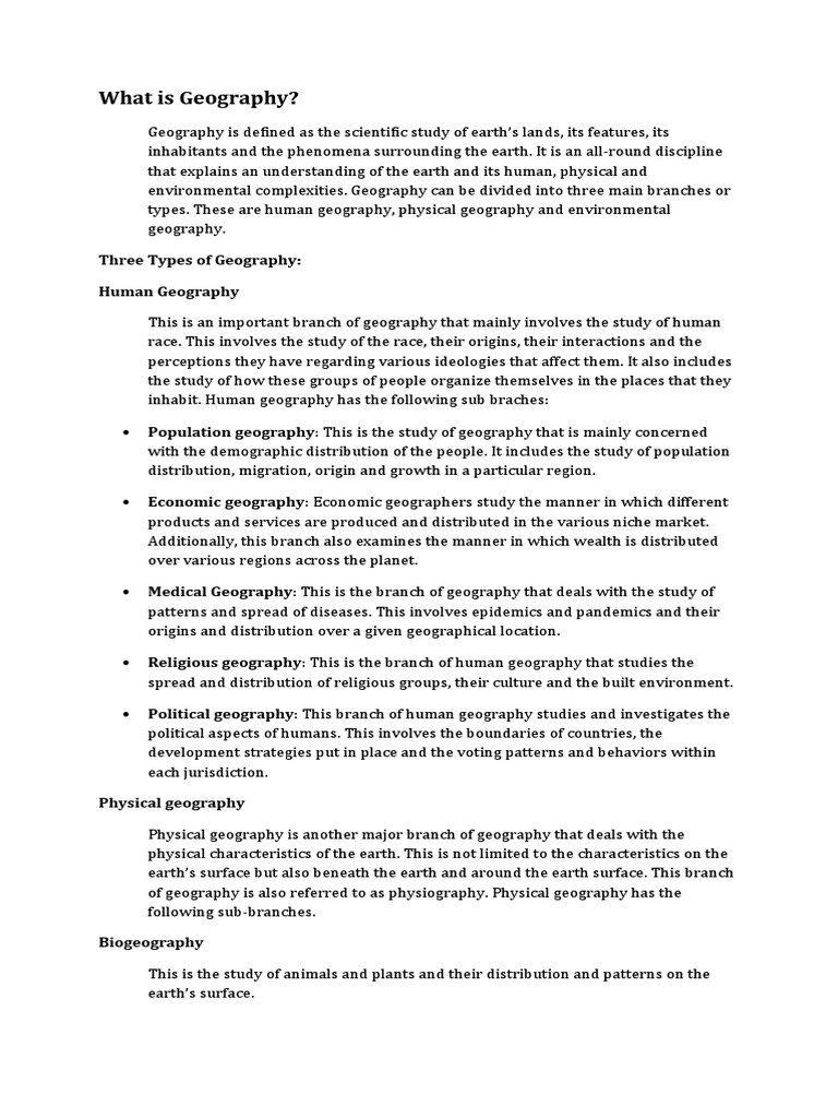 Types of Geography | Download Free PDF | Geography | Physical Geography