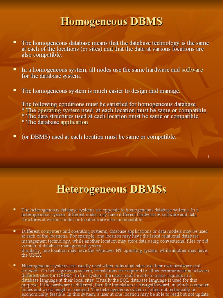 Homogeneous and Heterogeneous Systems | PDF | Databases | Operating System