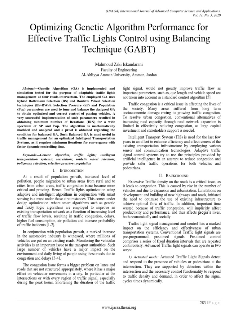 Paper 35-Optimizing Genetic Algorithm Performance | PDF | Traffic ...