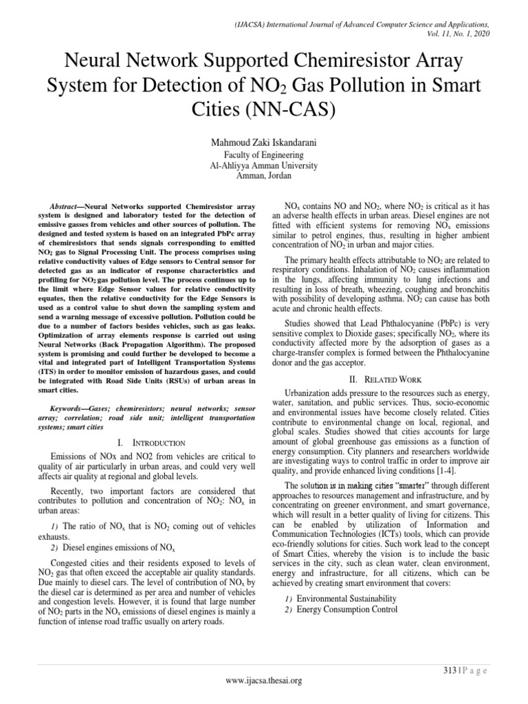 Paper 39-Neural Network Supported Chemiresistor Array System | PDF | Air Pollution | Science