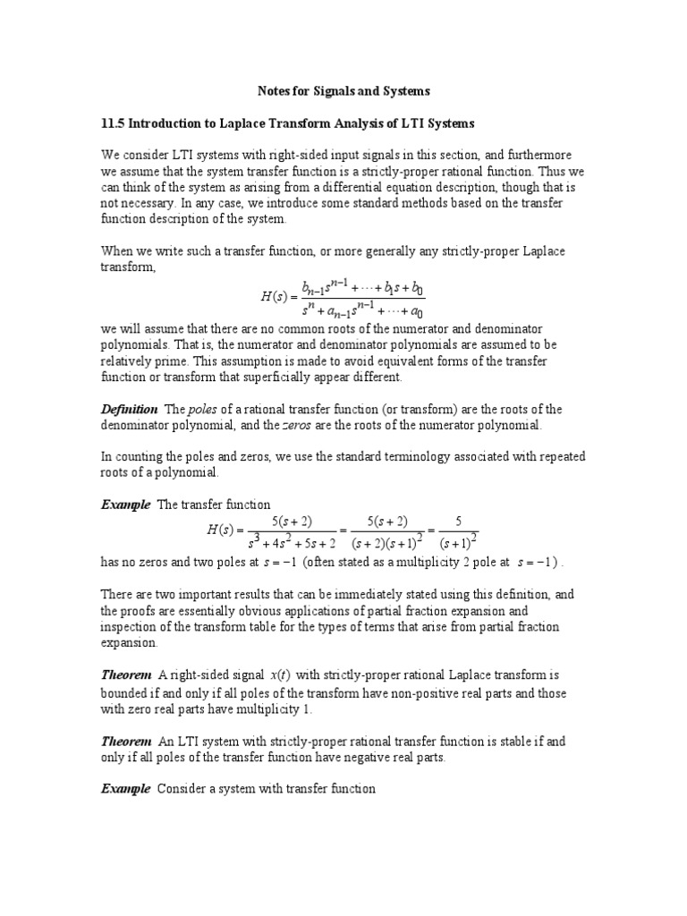 Notes For Signals and Systems 11.5 Introduction To Laplace Transform ...