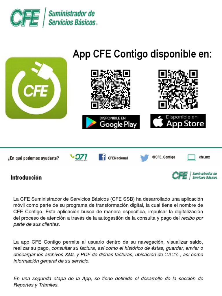 Guía de Uso de la App CFE Contigo | PDF | Aplicación movil | Contraseña