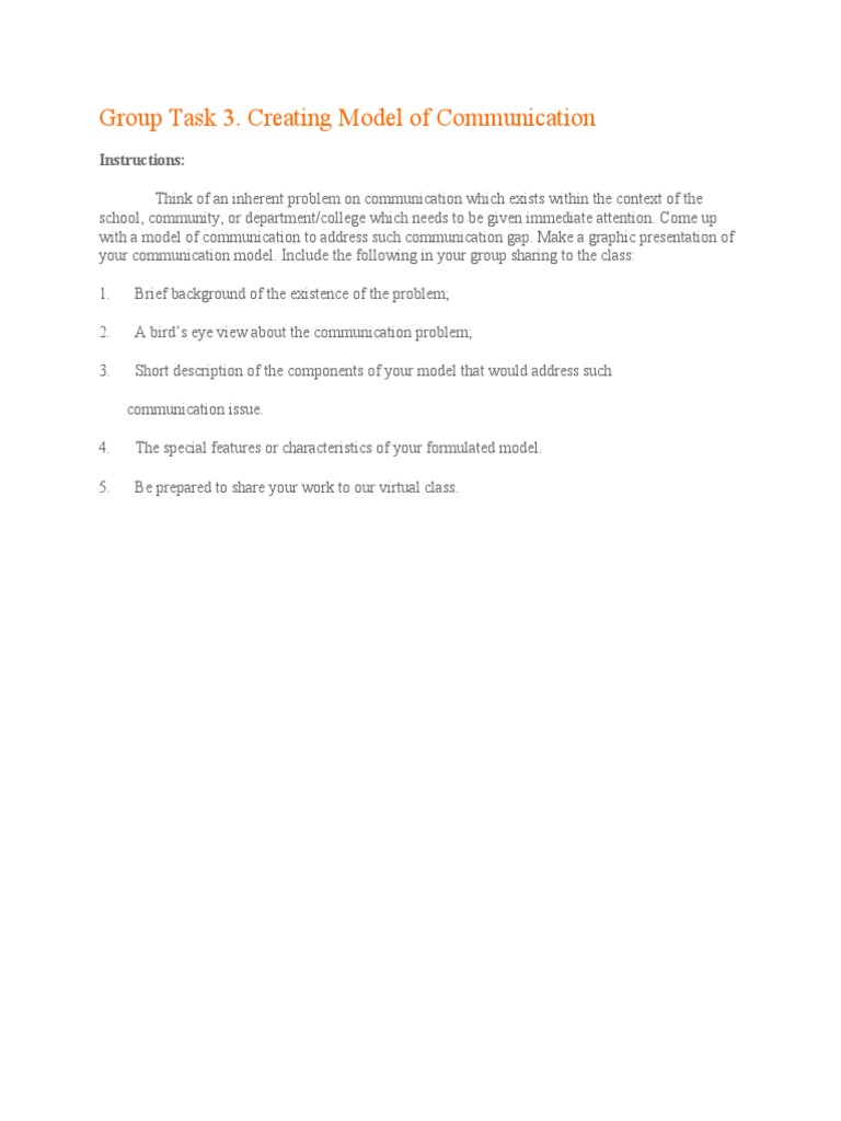 3 Group Task 3. Creating Model of Communication | PDF