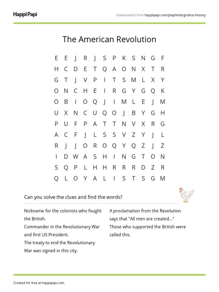 American Revolution - Crossword | PDF