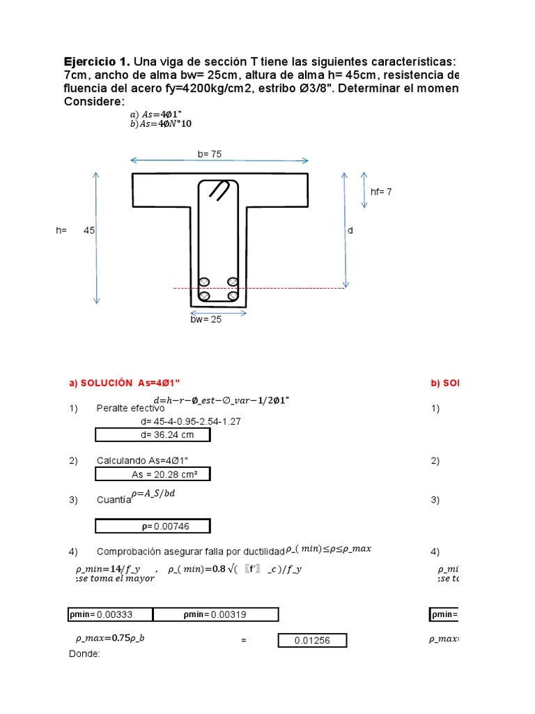 Vigas T y L Ejercicios. | PDF | Materiales | Ingeniería de Edificación