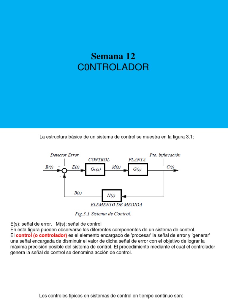 Semana 12 Controlador PD | PDF | Sistema de control | Análisis