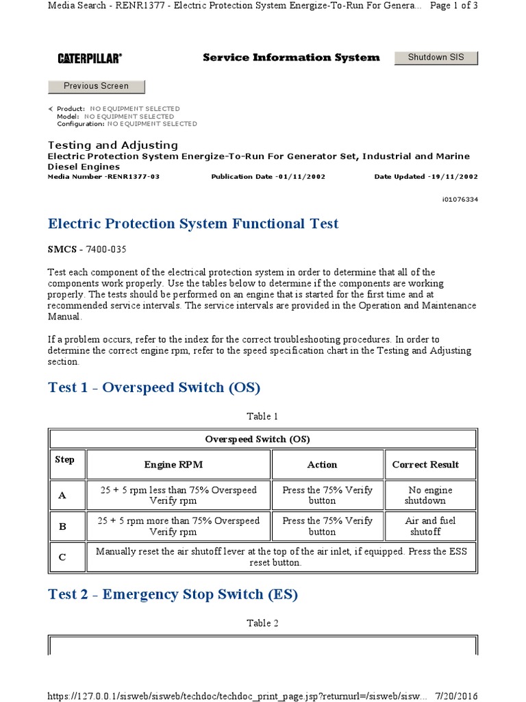 Electric Protection System Functional Test | PDF | Switch | Engines
