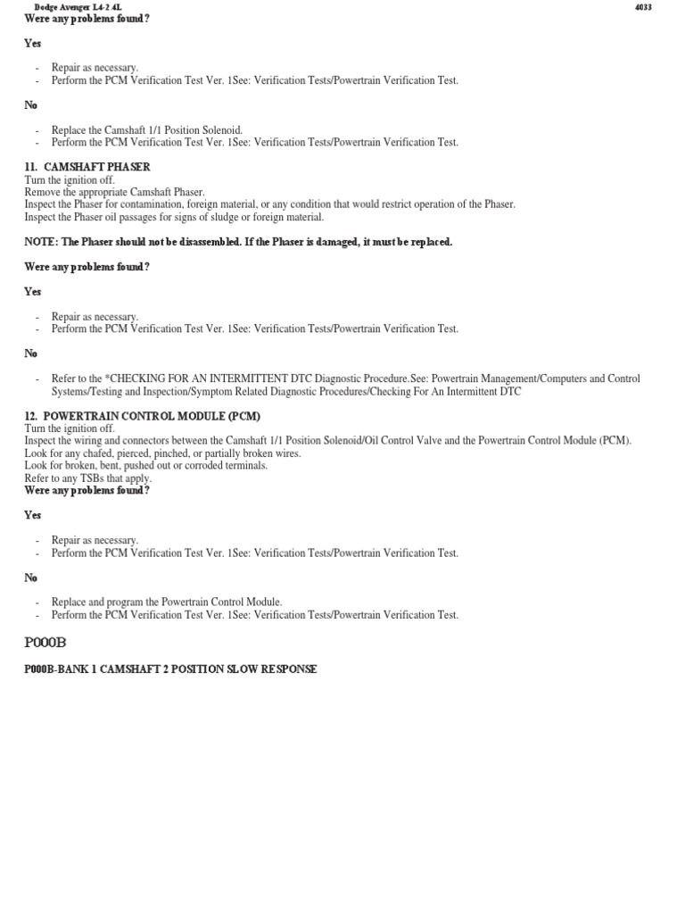 P000b-Bank 1 Camshaft 2 Position Slow Response | PDF | Mechanical ...