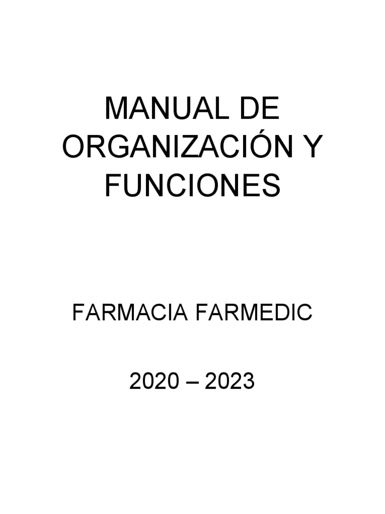 Manual de Organización y Funciones | Descargar gratis PDF | Farmacia | Farmacéutico