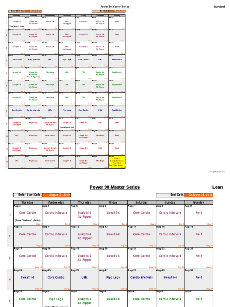 P90 Master Series Schedule | PDF | Sports | Leisure