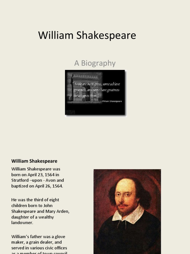 A Comprehensive Biography of William Shakespeare Detailing His Life ...