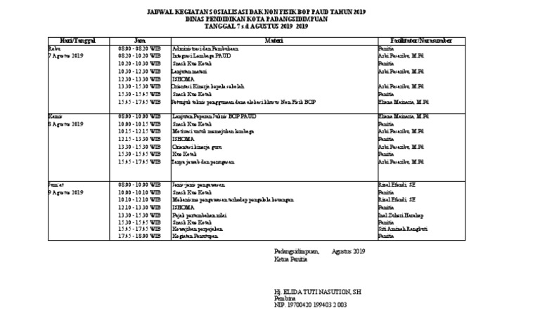 Skejul Kegiatannn | PDF