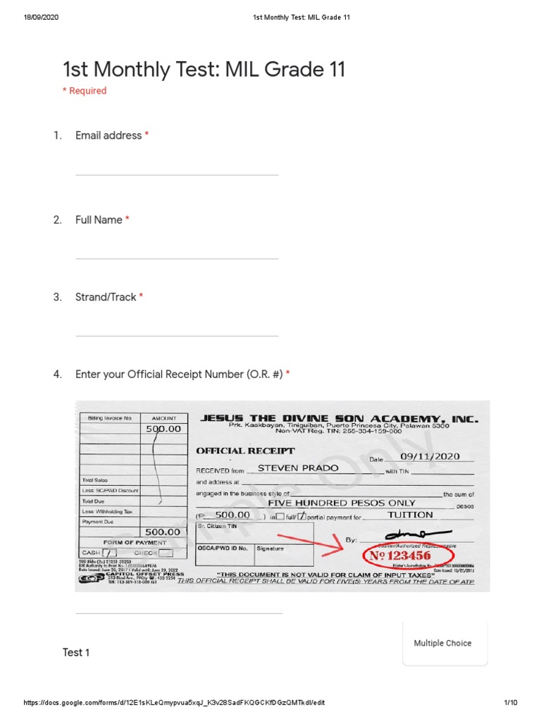 1st Monthly Test - Google Forms PDF | PDF | Code | Communication