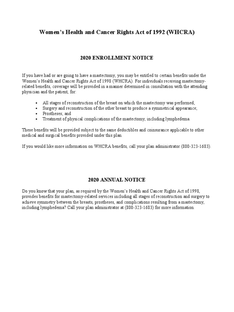 Womens Health Notice | PDF