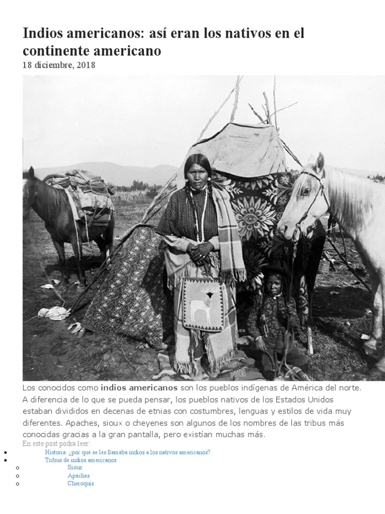 Los indios americanos: Un vistazo a la diversidad de tribus, costumbres y jefes de los pueblos ...