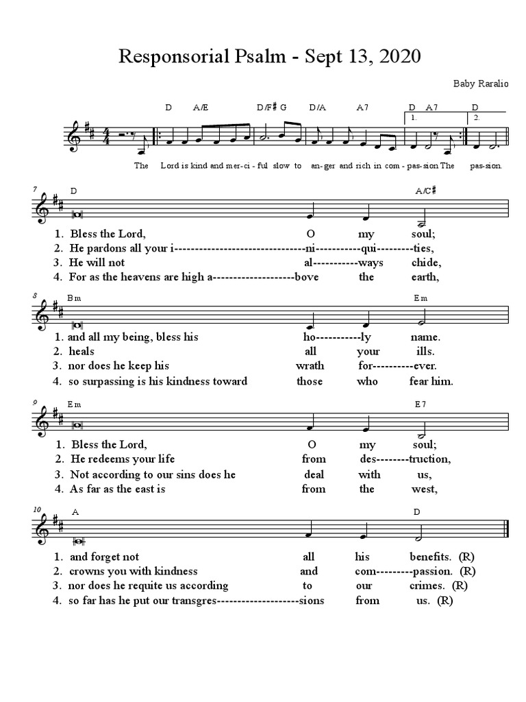 Responsorial Psalm Sept 13 2020 | PDF | Religious Behaviour And ...