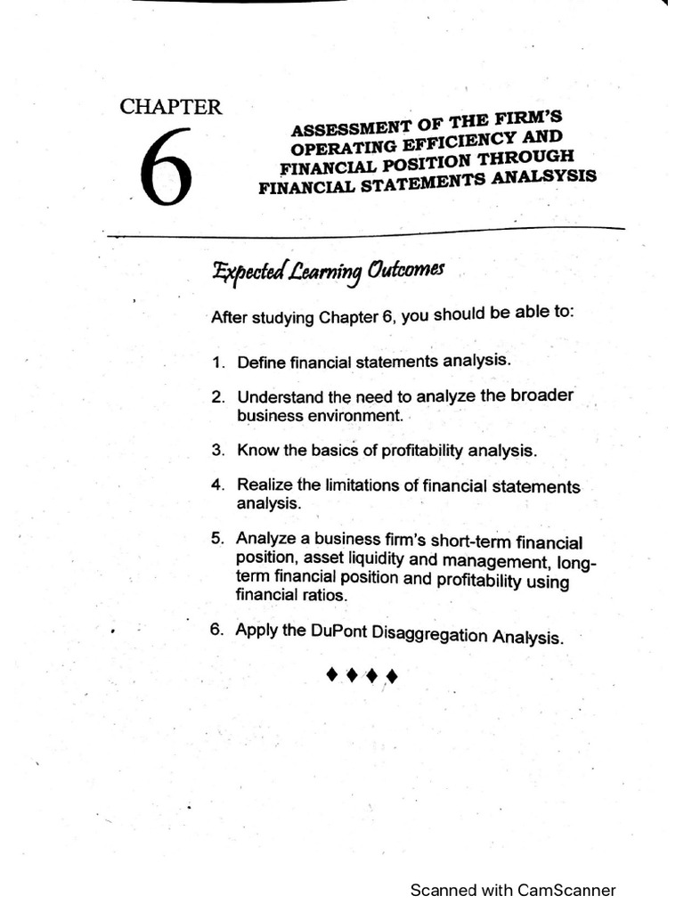Chapter 6 Assessment of The Firms Operating Proficiency and Financial ...