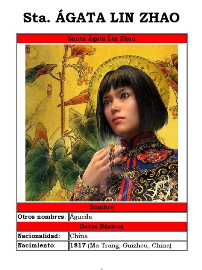 Sta Agata Lin Zhao (1817-1858) | PDF | Papa | Religión y creencia
