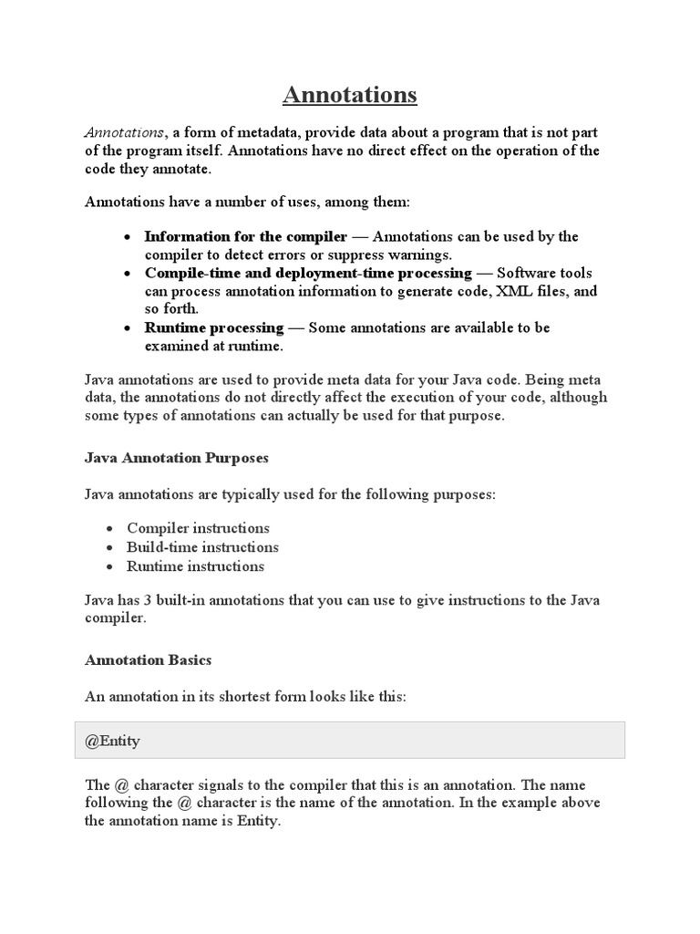 Annotations: Annotations, A Form of Metadata, Provide Data About A ...