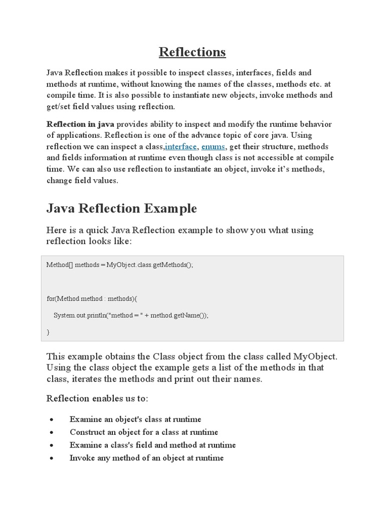 Java Reflection Inspection | PDF | Method (Computer Programming ...
