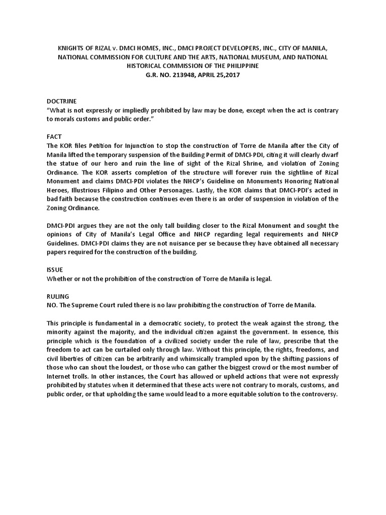 KOR v. DMCI-PDI Stat Con Digest | PDF | Constitutional Law | Government