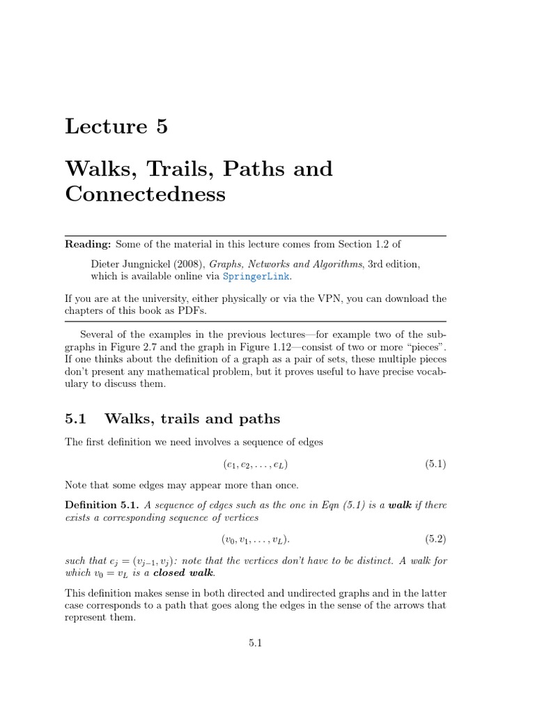 Walks Trails and Paths | PDF | Vertex (Graph Theory) | Discrete Mathematics