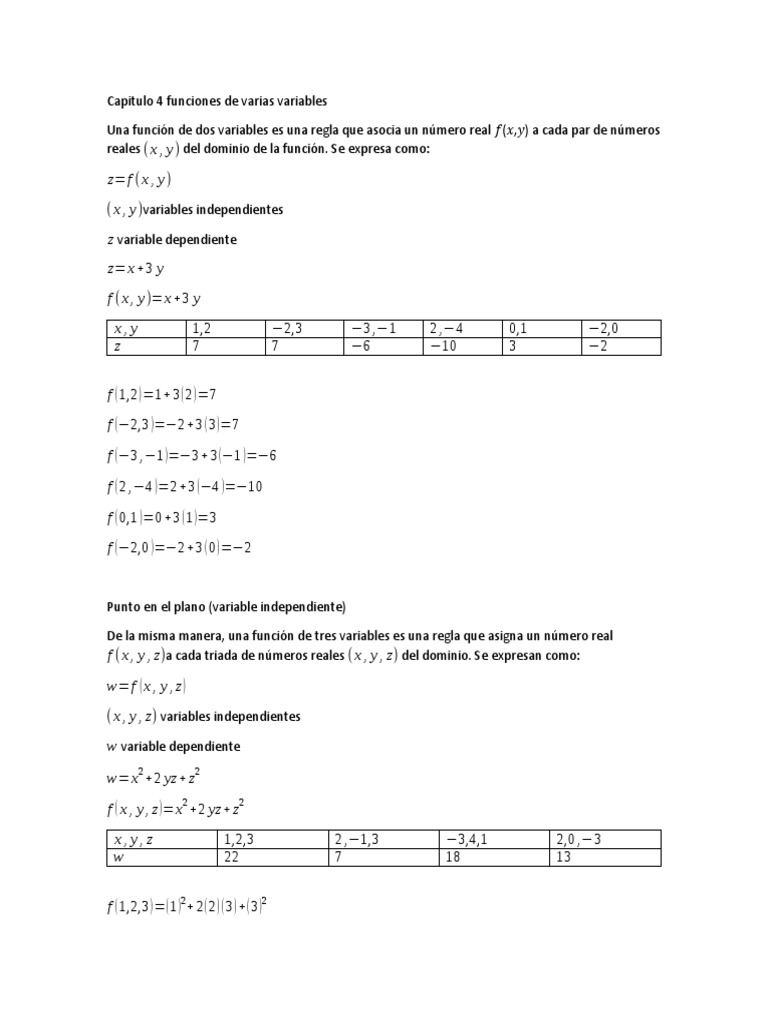 Capitulo 4 Funciones de Varias Variables | PDF | Derivado | Función (Matemáticas)