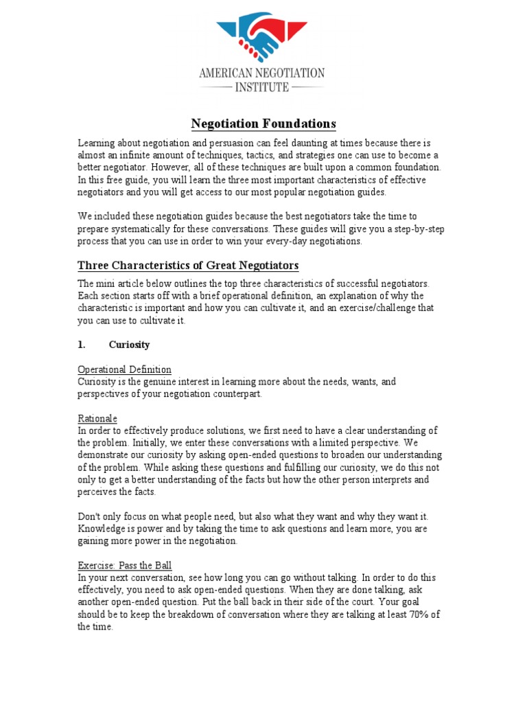 Essential Negotiation Skills Guide | PDF | Negotiation | Question