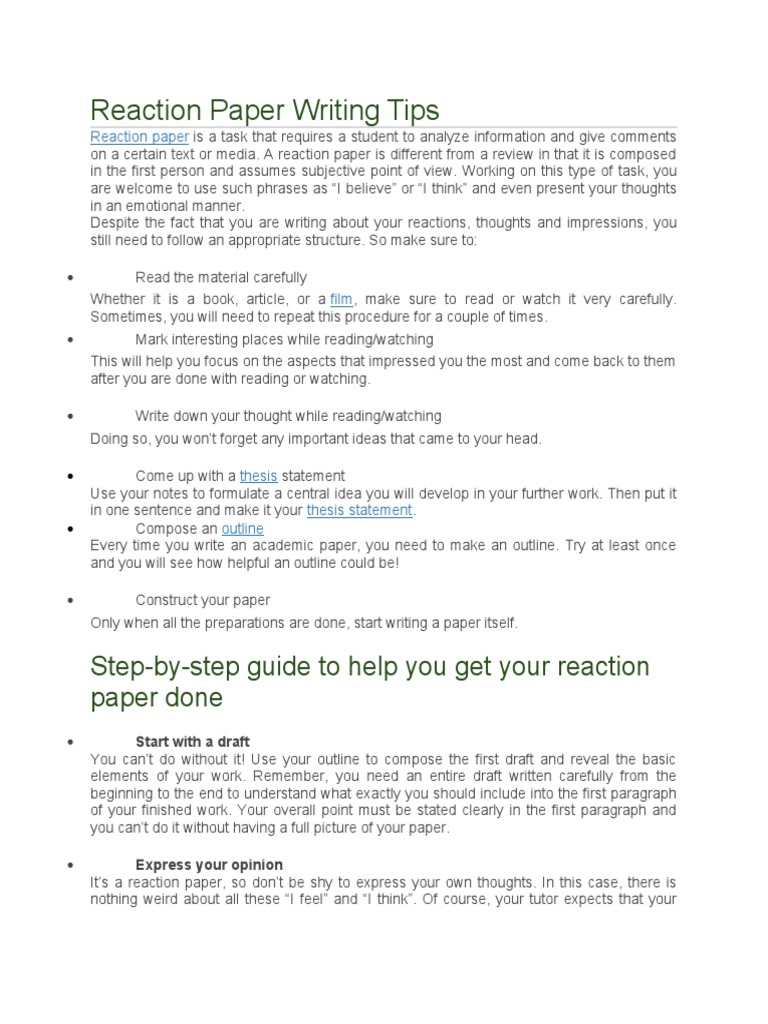 Reaction Paper Writing Tips: Step-By-Step Guide To Help You Get Your ...