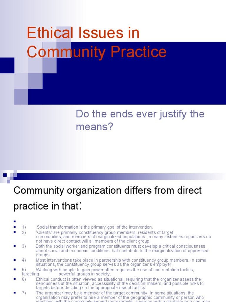 Ethical Issues in Community Practiceplainformat | PDF | Community ...