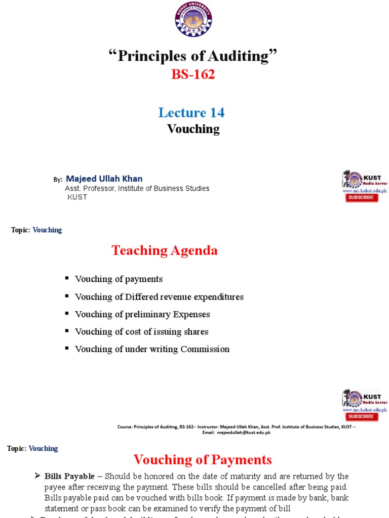 Principles of Auditing: Vouching | PDF | Expense | Accounts Payable