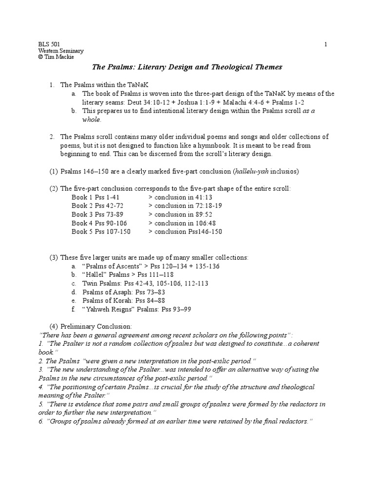 17 Psalms - Design and Message | PDF | Psalms | David
