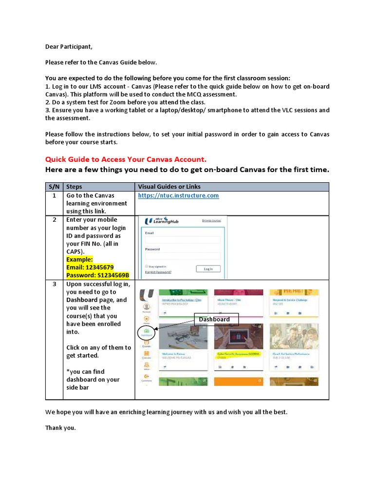 Canvas Login Guide for Participants | PDF