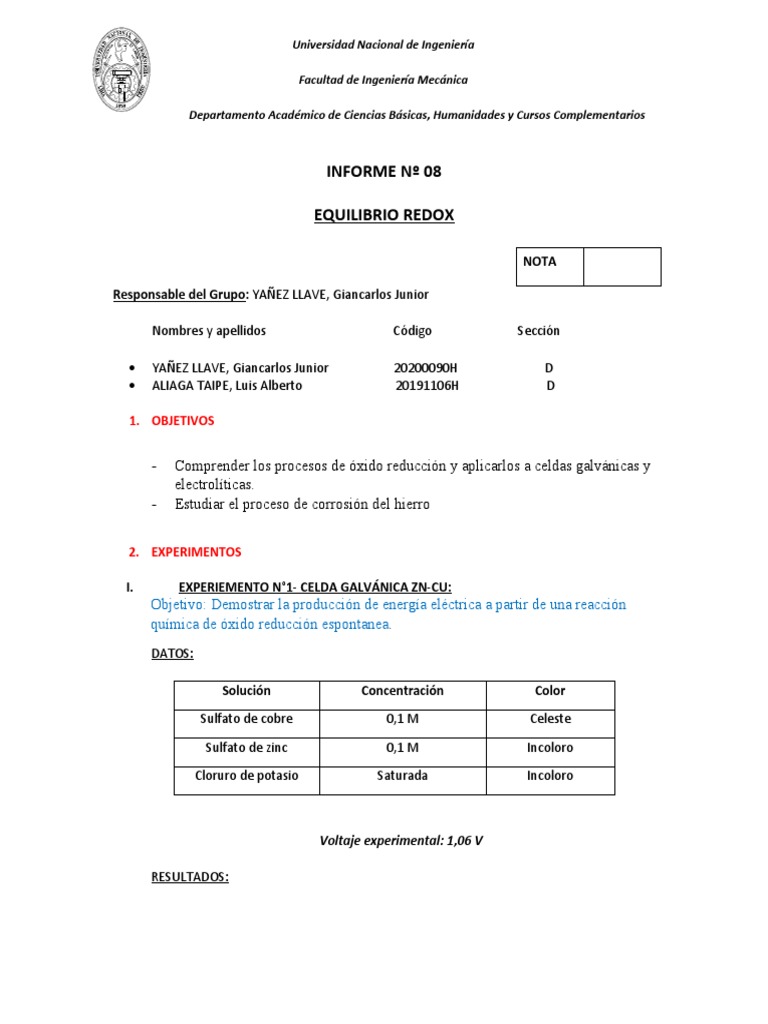 Ecuación Química 8 | PDF | Redox | Electrodo