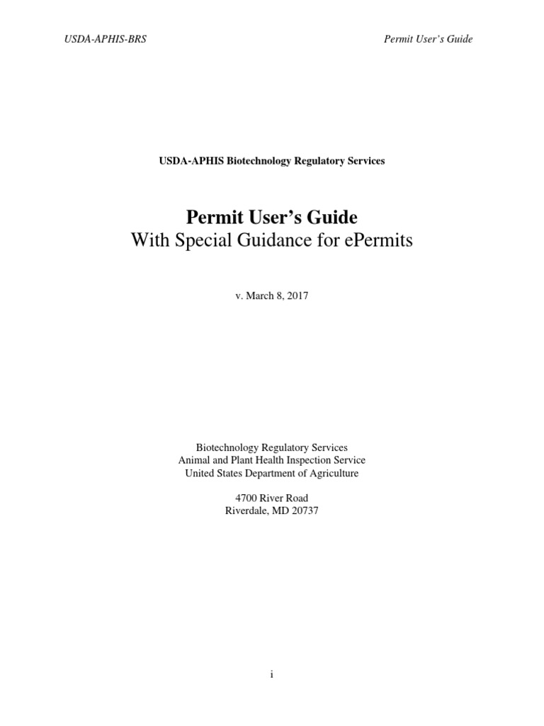 With Special Guidance For Epermits: Permit User'S Guide | PDF ...