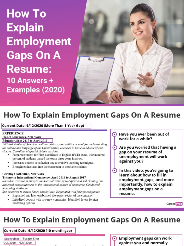 How To Explain Employment Gaps On A Resume: 10 Answers + Examples (2020 ...
