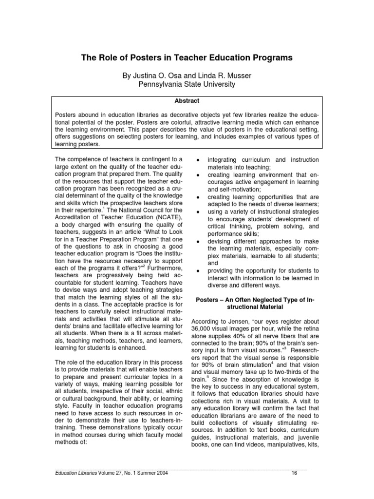 Enhancing Teacher Education with Posters | PDF | Teacher Education ...