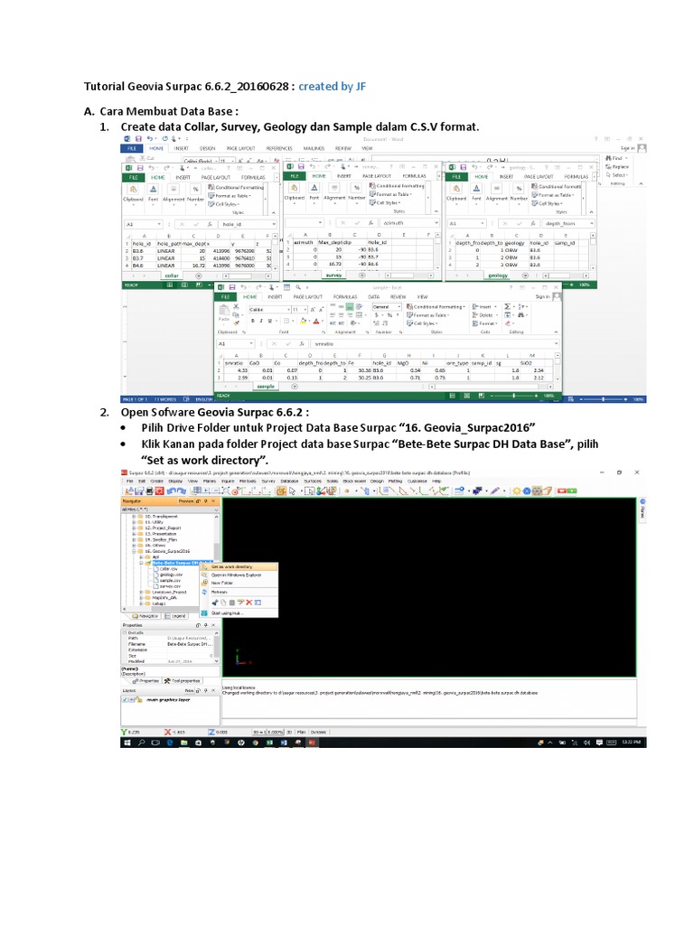 Tutorial Geovia Surpac 6.6.2 20171007 | PDF | Metode & Bahan Ajar | Komputer