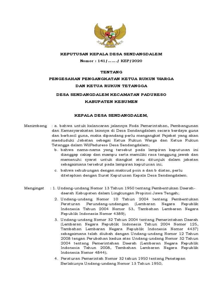 SK - RT RW - Lengkap 2020 | PDF