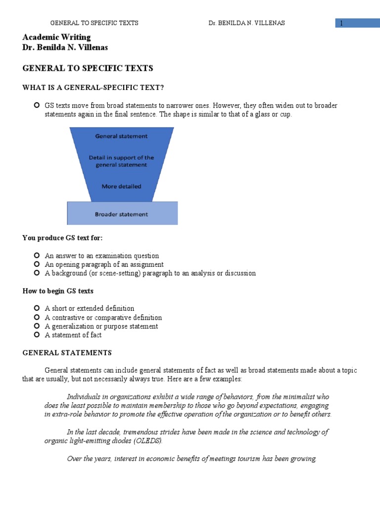 Neral To Specific Texts | PDF | Solid | Verb