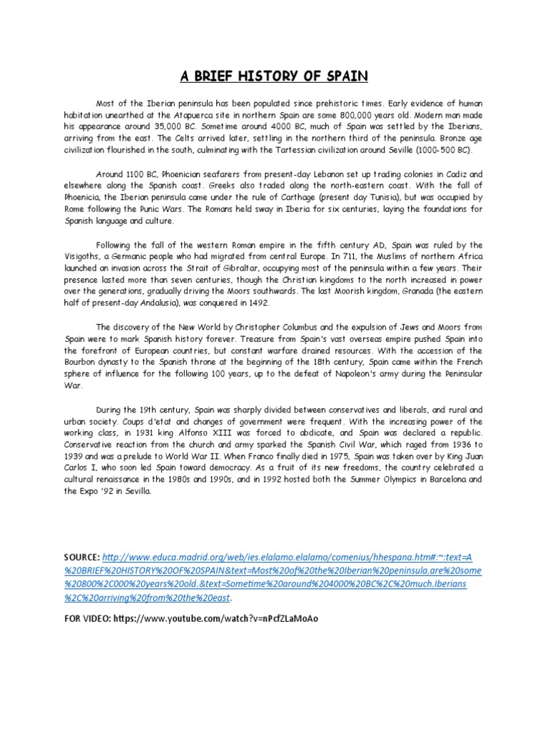 A Brief History of Spain | PDF | Iberian Peninsula | Spain