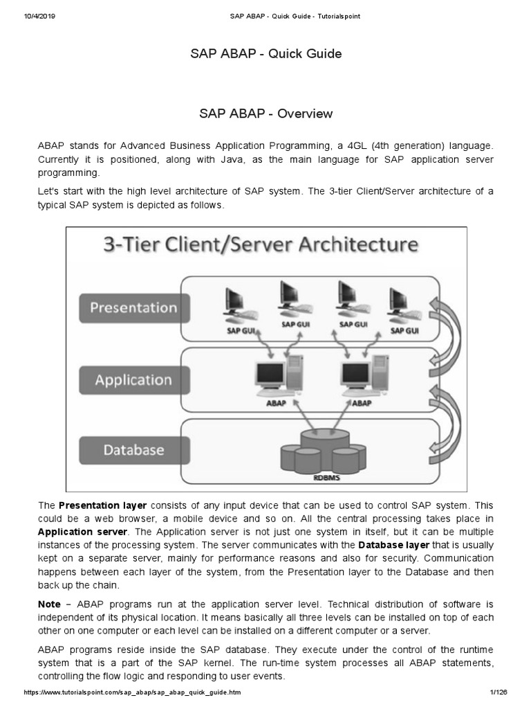 SAP ABAP - Quick Guide - Tutorialspoint | PDF | Control Flow | Variable ...