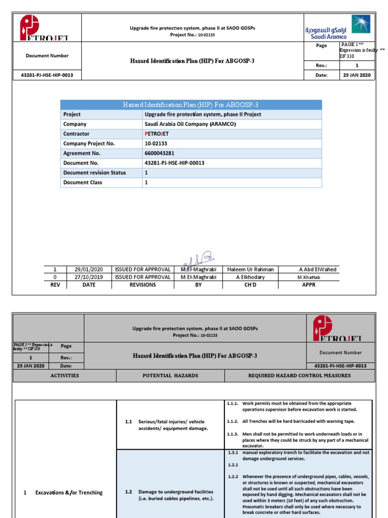 13) Hazard Identification Plan (HIP) For ABGOSP-3 29-01-2020 | PDF ...