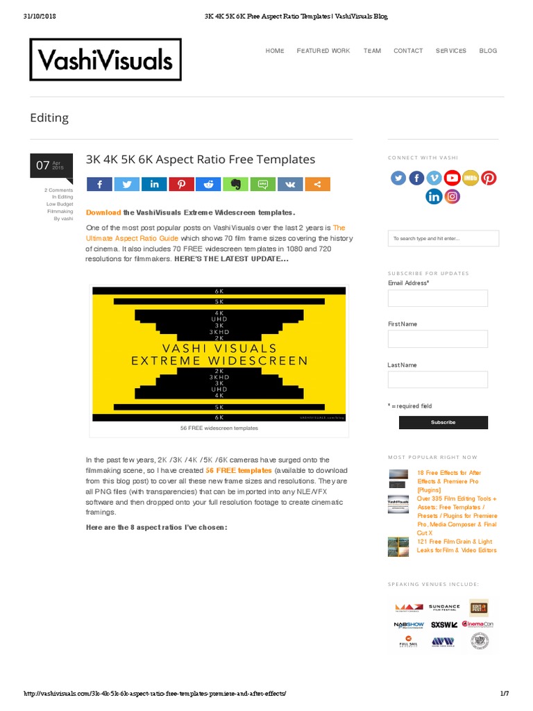 3K 4K 5K 6K Free Aspect Ratio Templates - VashiVisuals Blog | PDF ...