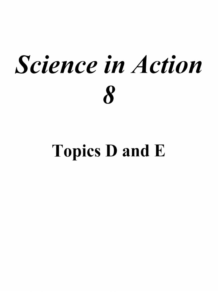 Science 8 - Science in Action - Topics DE - Lesson Plans PDF | PDF