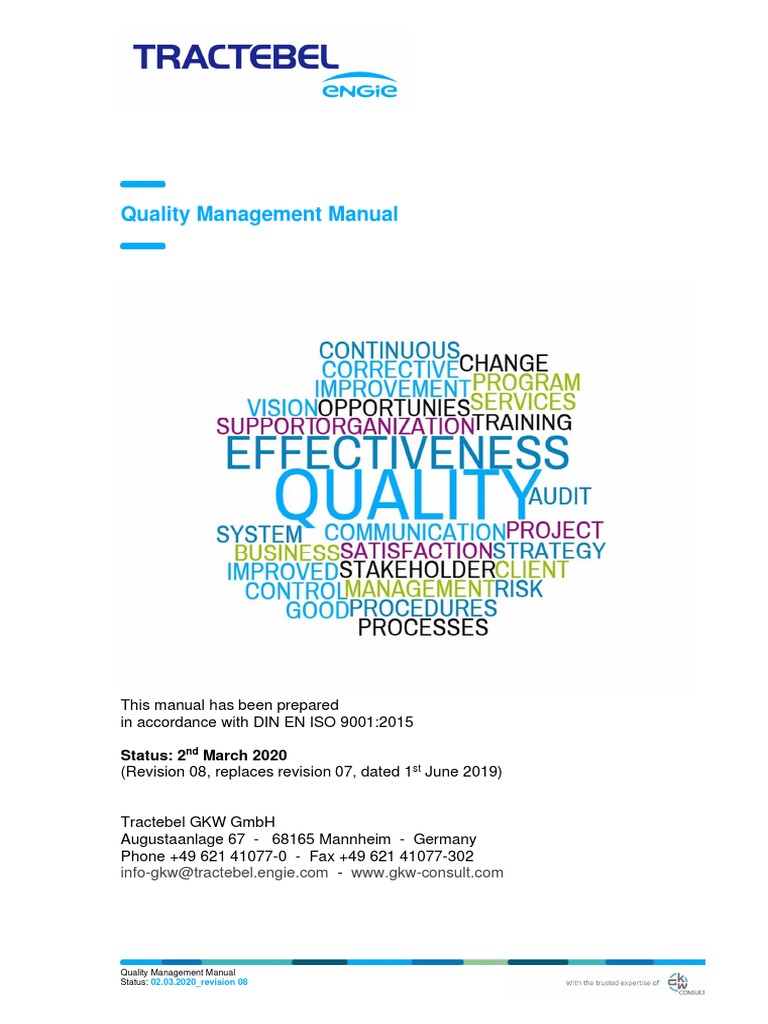 Quality Management Manual: This Manual Has Been Prepared in Accordance ...