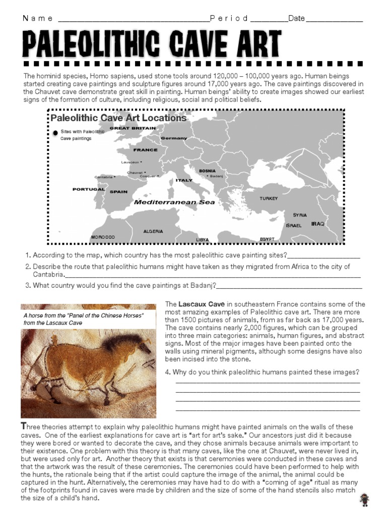 Cave Paintings Worksheet | PDF | Paleolithic | Human