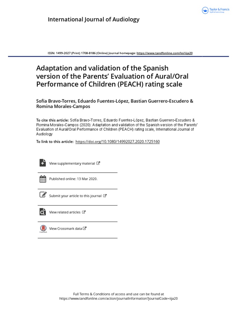 Adaptation An Validation of The Spanish Version of The Parents ...